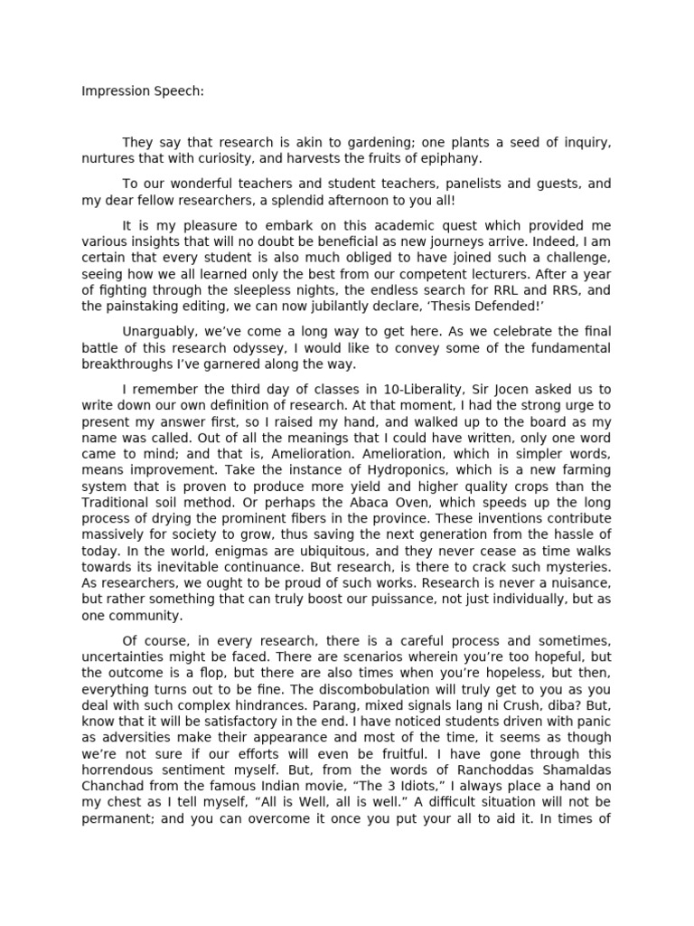 Impression Speech | PDF