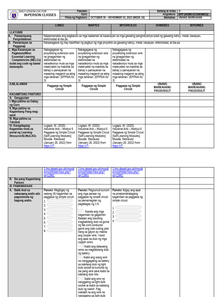 g5 q1w10 DLL Epp Ia Melcs | PDF