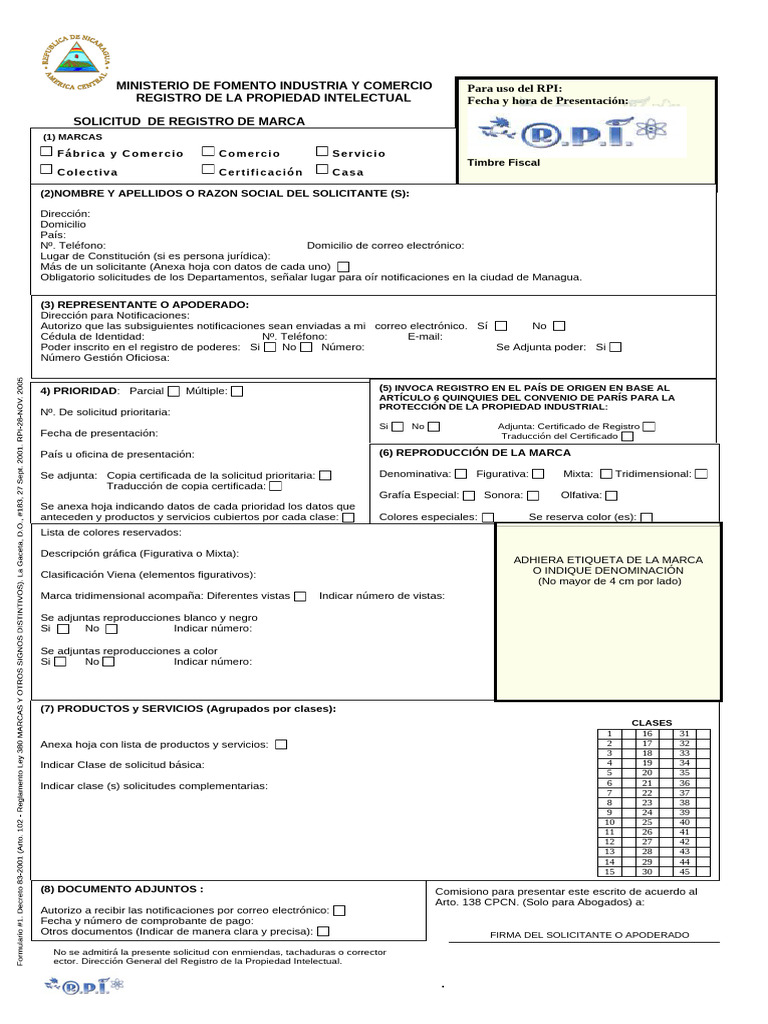 FORMULARIO de Registro de Marca | PDF