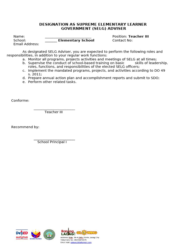 Designation As Selg Adviser | PDF