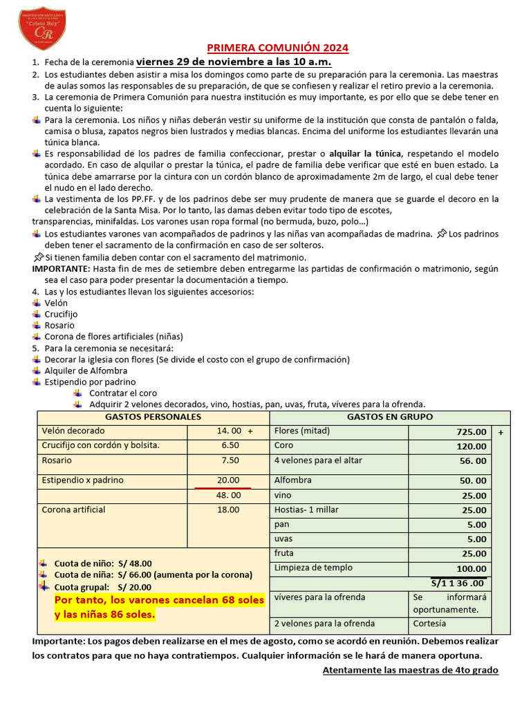Reunión Primera Comunión | PDF | Ropa | Sacramentos