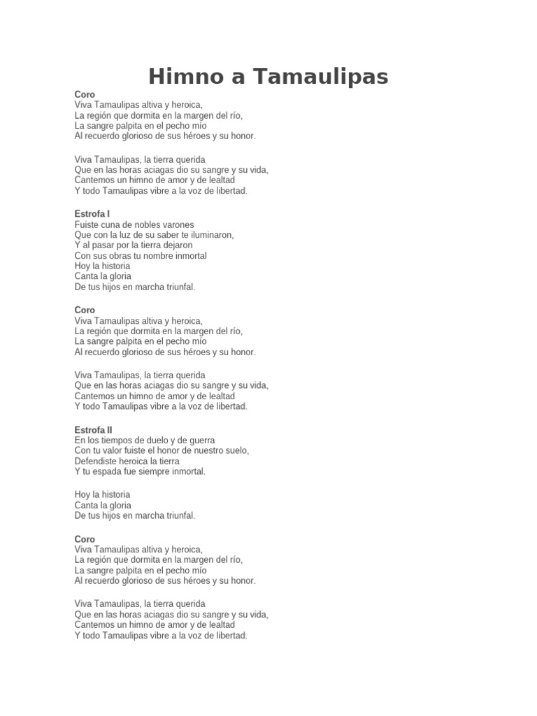 Himno A Tamaulipas | PDF
