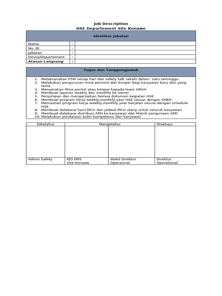 Job Desk Hse 3 | PDF | Technology & Engineering