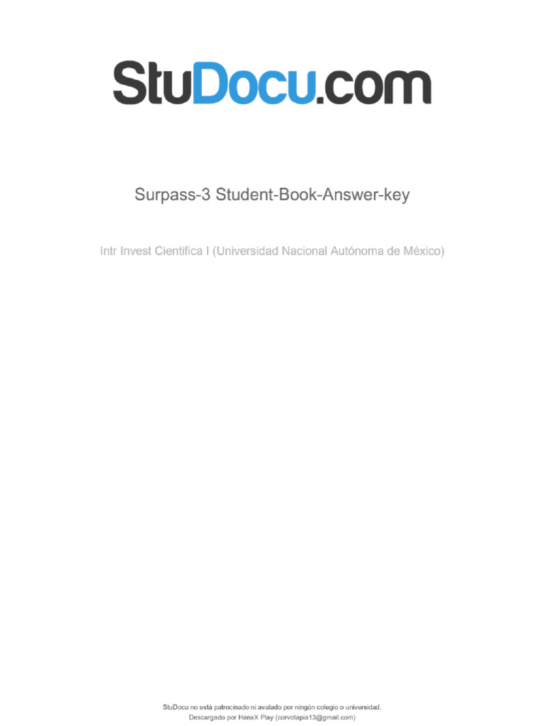 Surpass 3 Student Book Answer Key | PDF