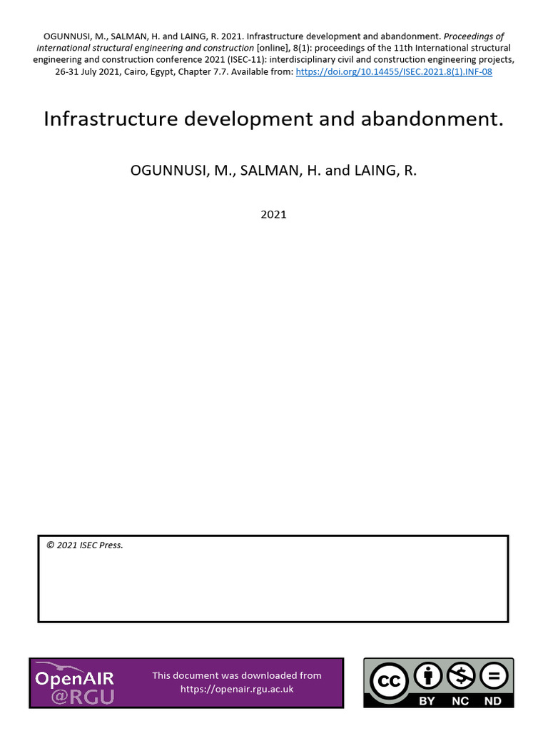 OGUNNUSI 2021 Infrastructure Development | PDF
