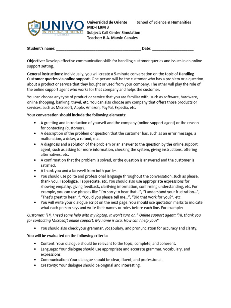 Call Center Simulation - Mid-Term 3 | PDF