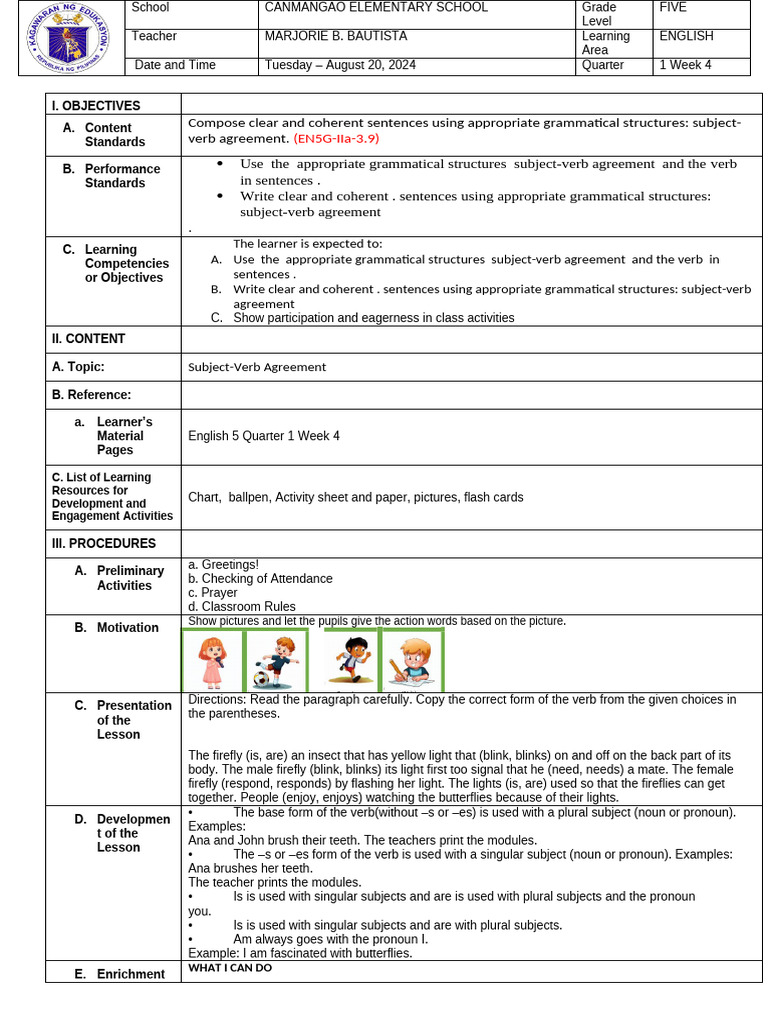 DLP English Grade 5 Q1 W4 D2 | PDF