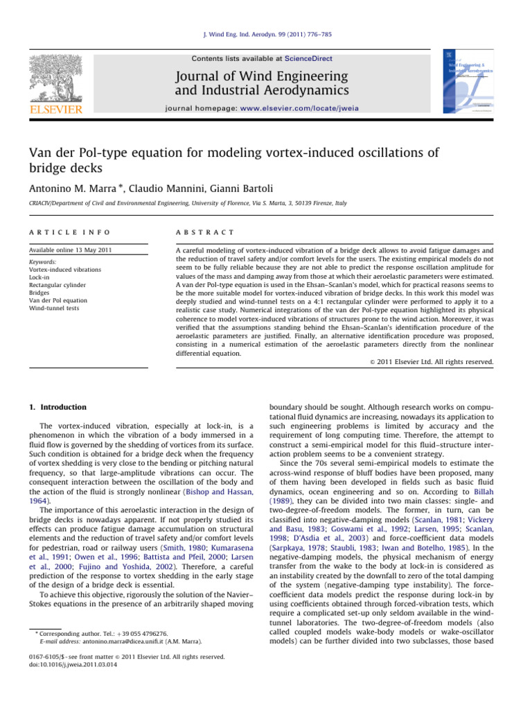 Van Der Pol-Type Equation For Modeling Vortex-Indu | PDF