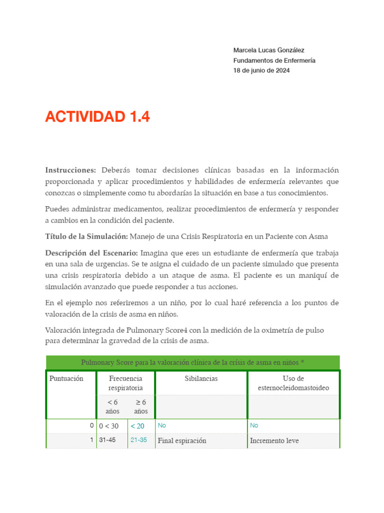 Marcela 1.4 | PDF | Asma | Enfermedades y trastornos