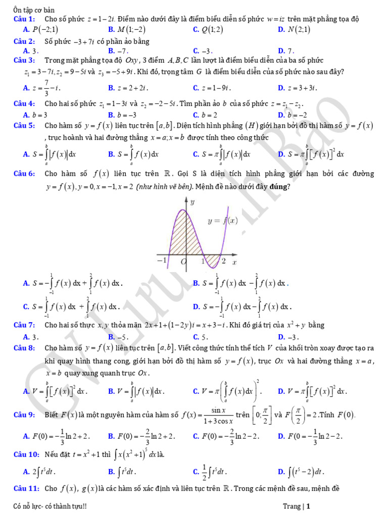 Bài Tập Cơ Bản Lớp 12 HK2 | PDF