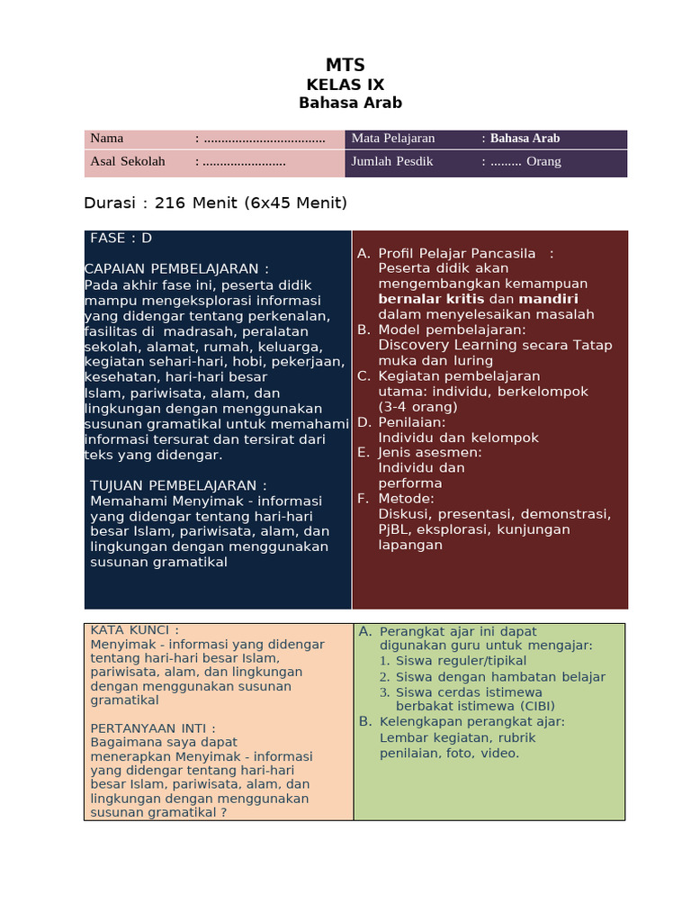 CTH Arab 9 Ikm | PDF