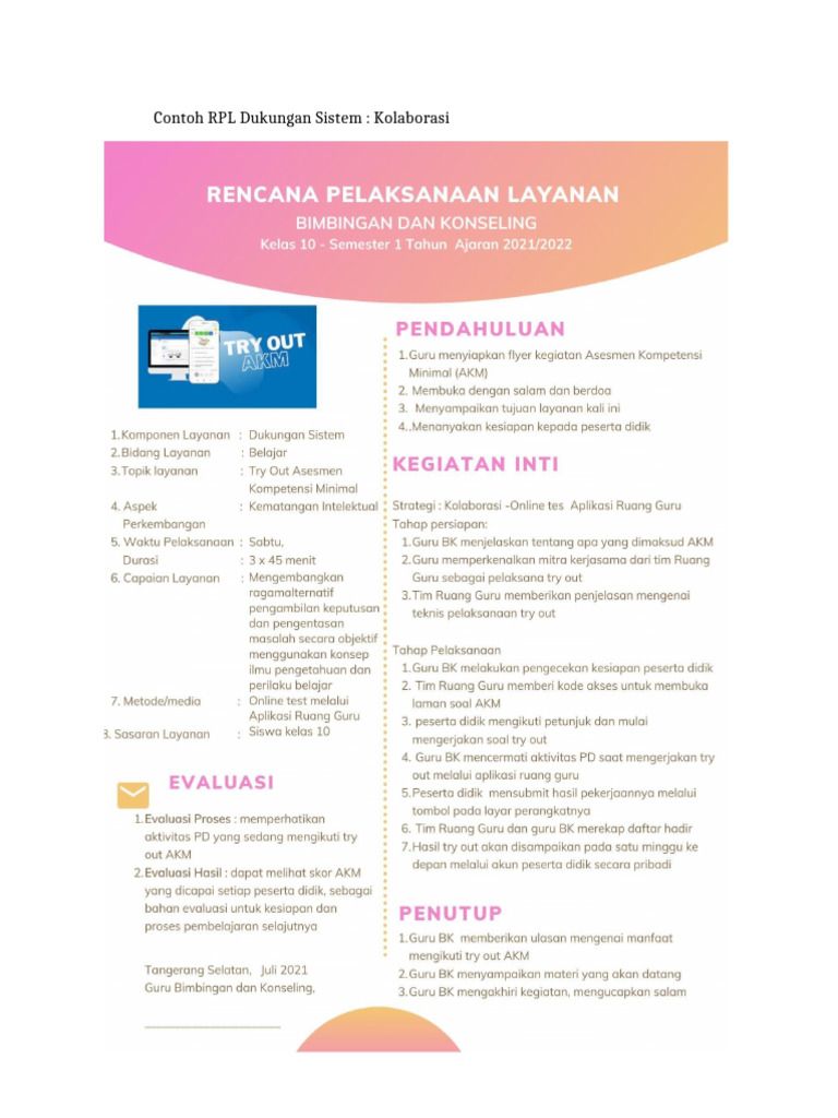 Contoh RPL Dukungan Sistem | PDF