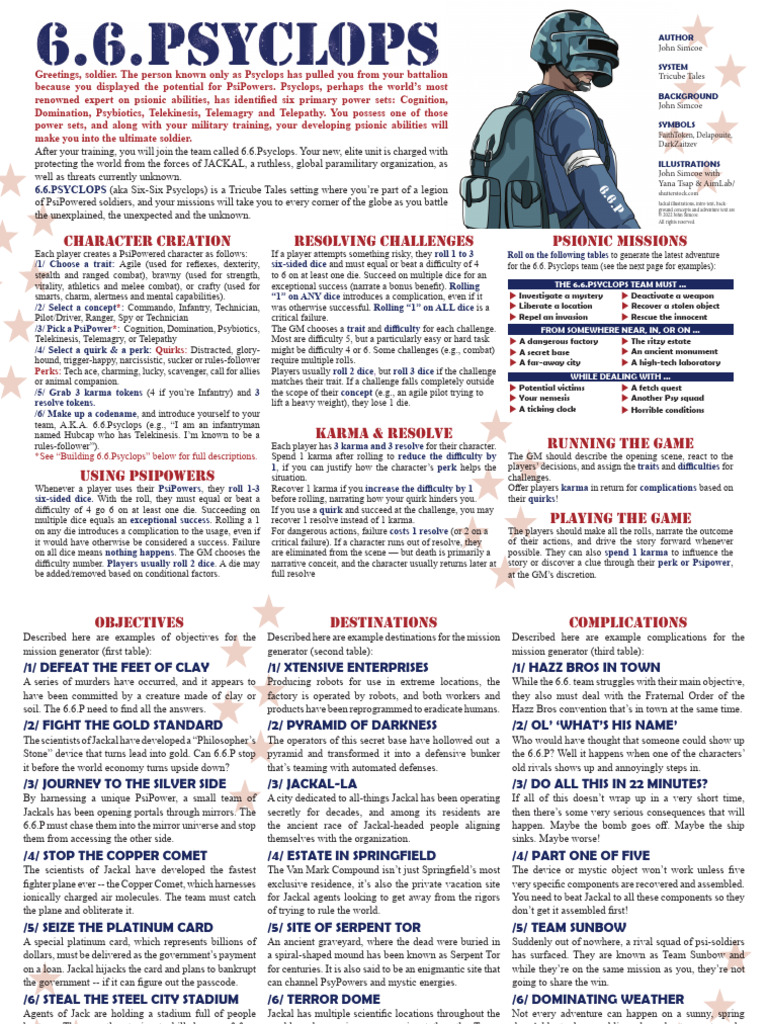 6.6.psyclops (Tricube Tales One-Page RPG) (Aka Six-Six Psyclops ...