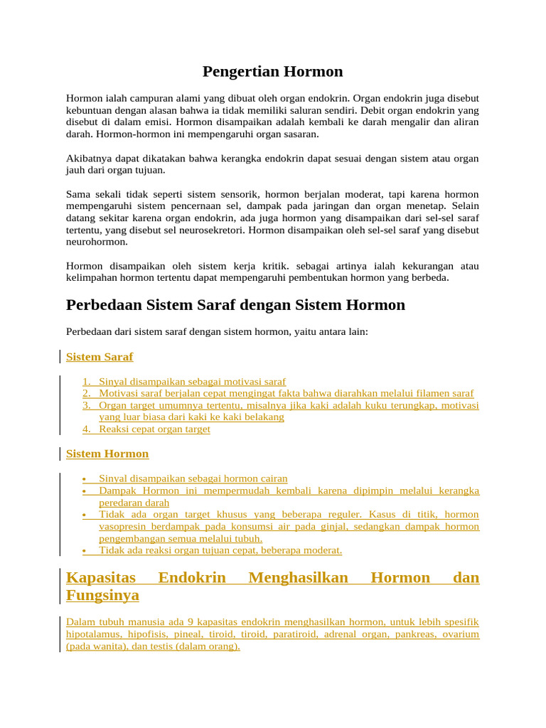 Pengertian Hormon | PDF