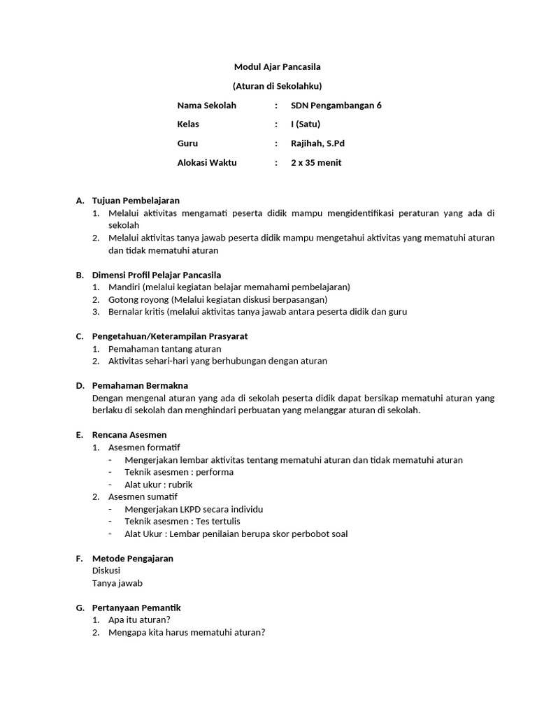 Modul Observasi Semester 2 Tahun 2024 | PDF