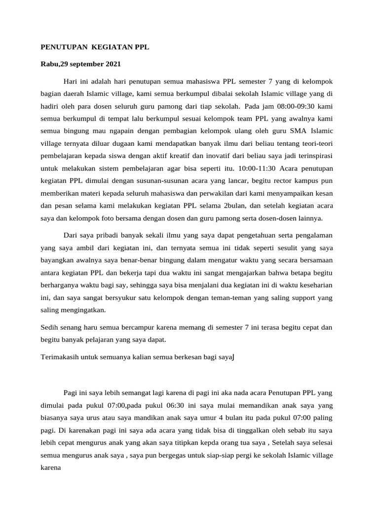 Penutupan Kegiatan PPL | PDF