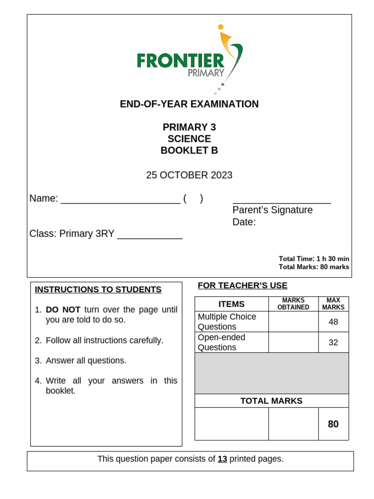 2023 P3 EOY Science Booklet B | PDF