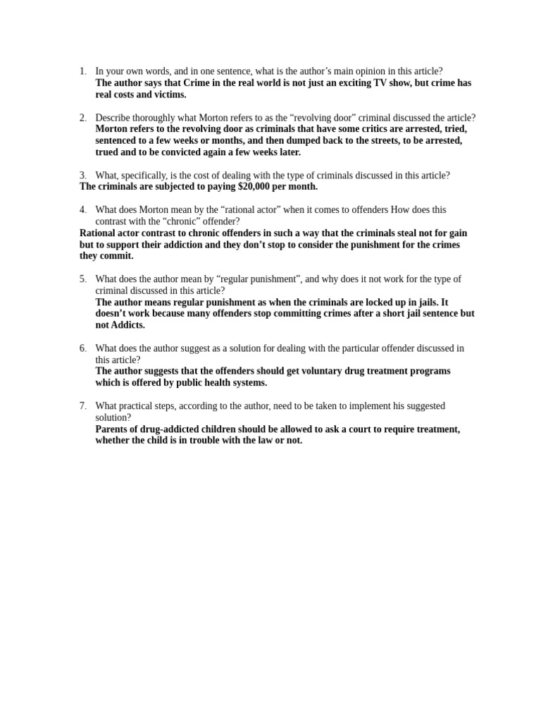 Comprehension Questions | PDF