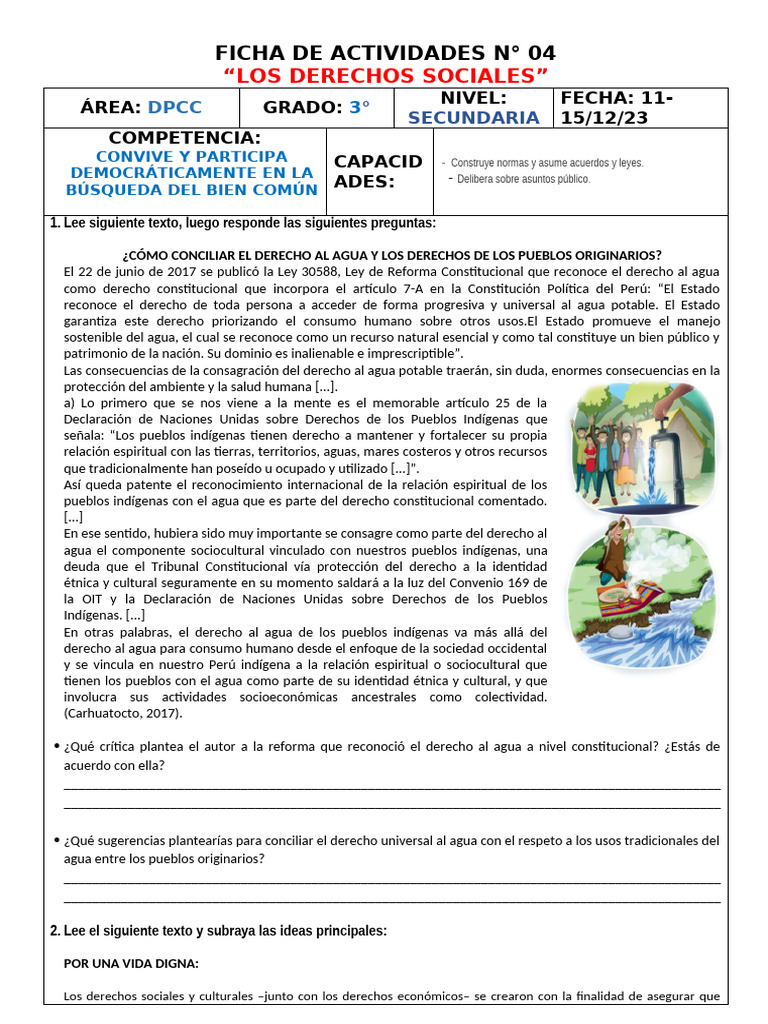 Unidad 8 - Ficha - Sem 4 - DPCC 3° | PDF