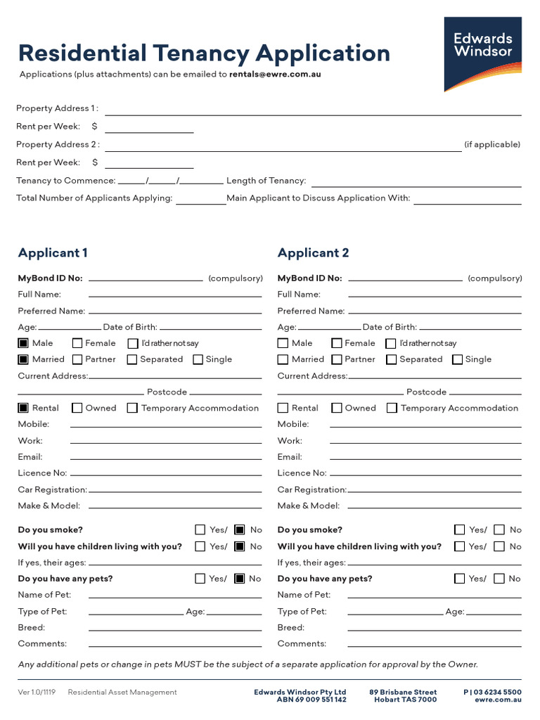 Application For Tenancy - INTERACTIVE | PDF