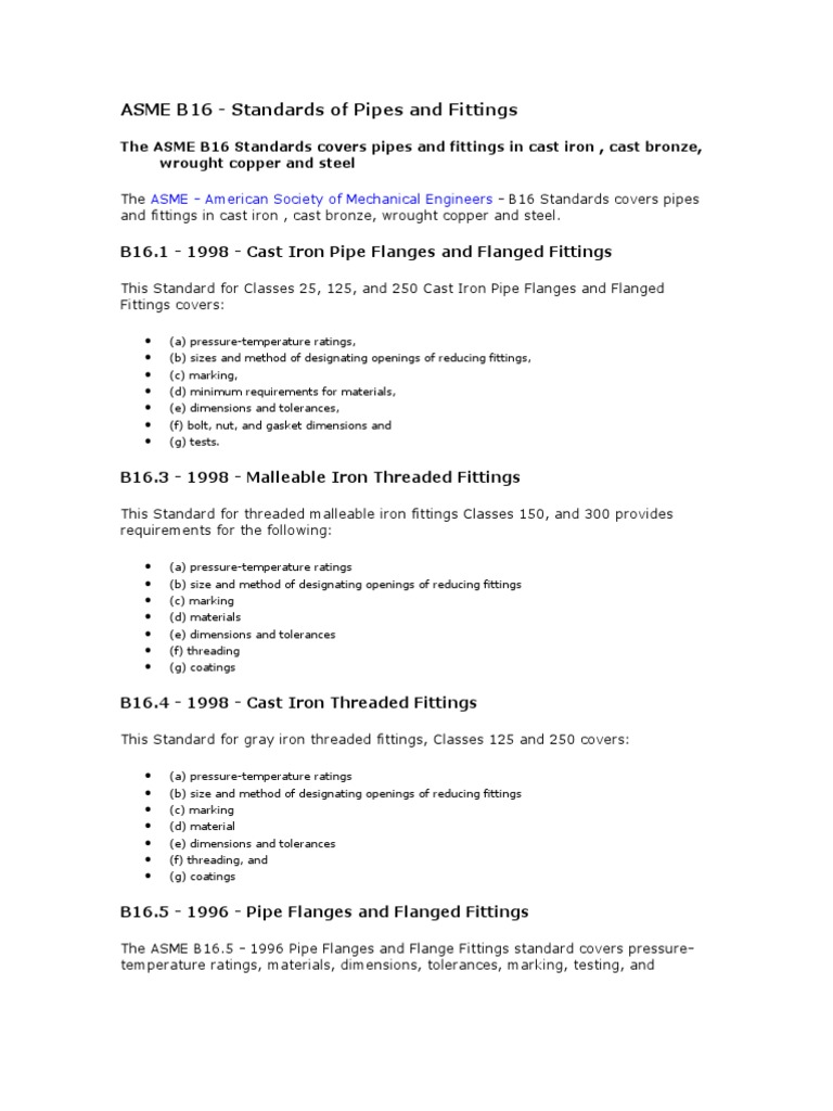 ASME B16 Standard | PDF | Pipe (Fluid Conveyance) | Valve