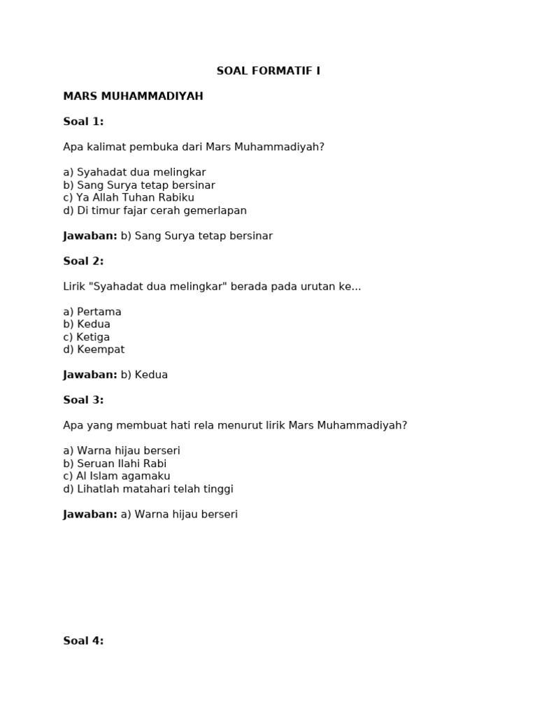 Soal Formatif I - HW | PDF