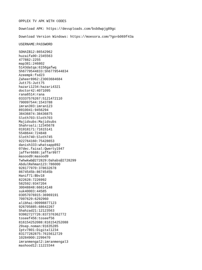 Opplex Apk With 152 Codes | PDF