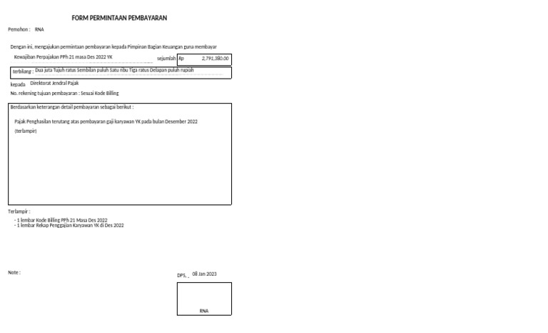 Form Permintaan Pembayaran | PDF