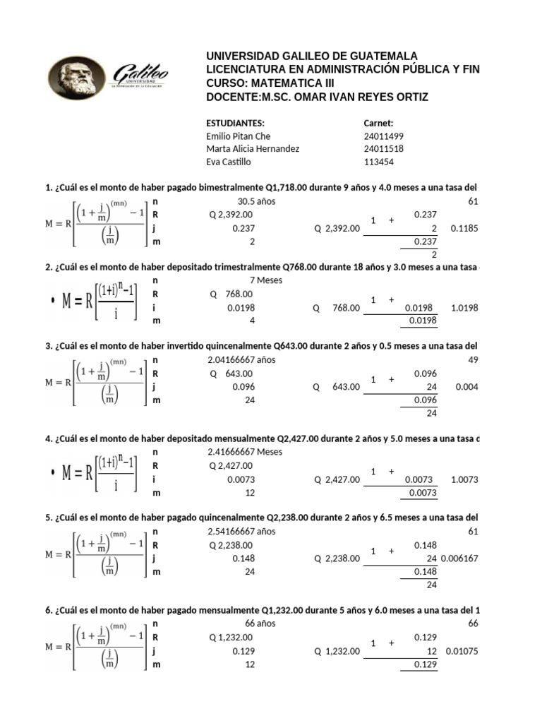 Tarea de Diversos Ejercicios 25-8-2024 | PDF