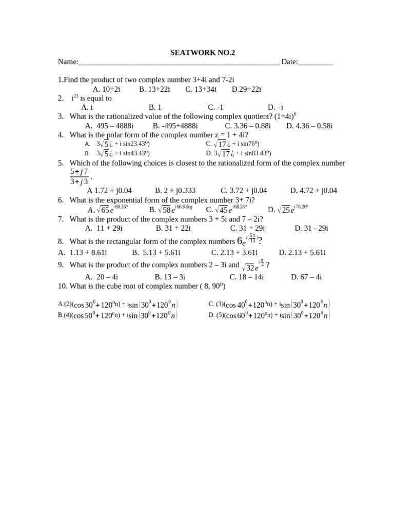 Seatwork No. 2 | PDF