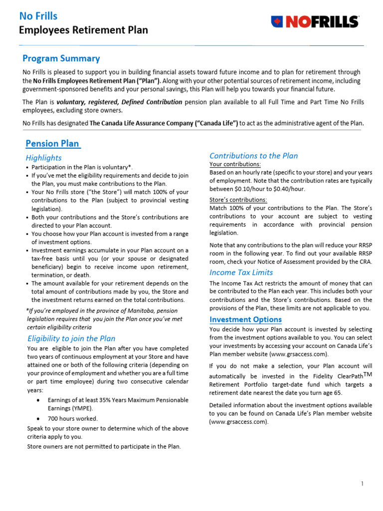 No Frills Employee Retirement Plan Overview | PDF | Pension | Taxes