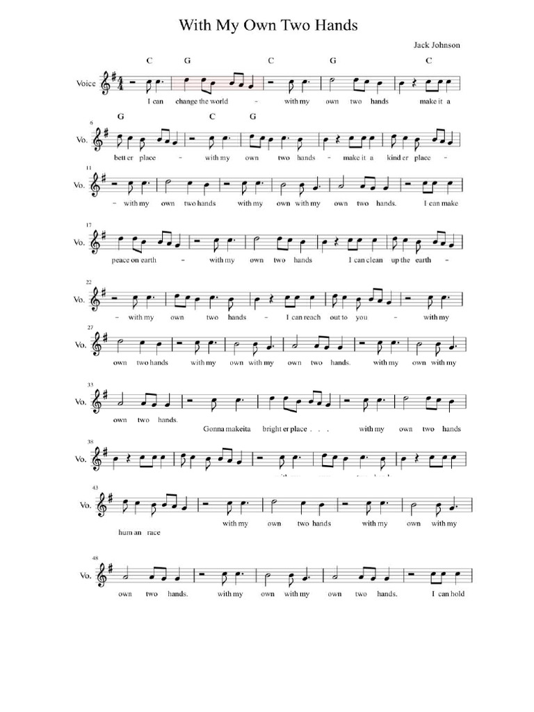 With My Own Two Hands Piano Sheet | PDF