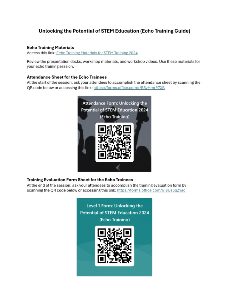 Unlocking The Potential of STEM Education (Echo Training Guide) | PDF