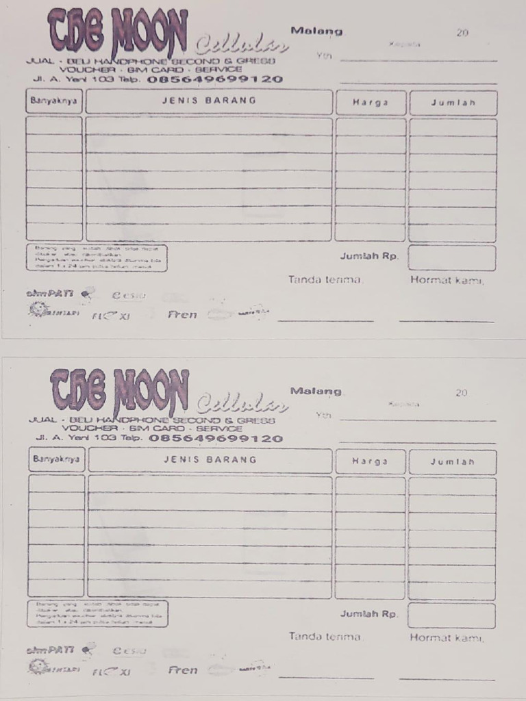 Nota Pulsa The Moon | PDF