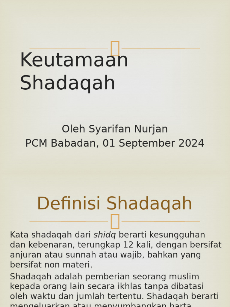 Keutamaan Shadaqah | PDF