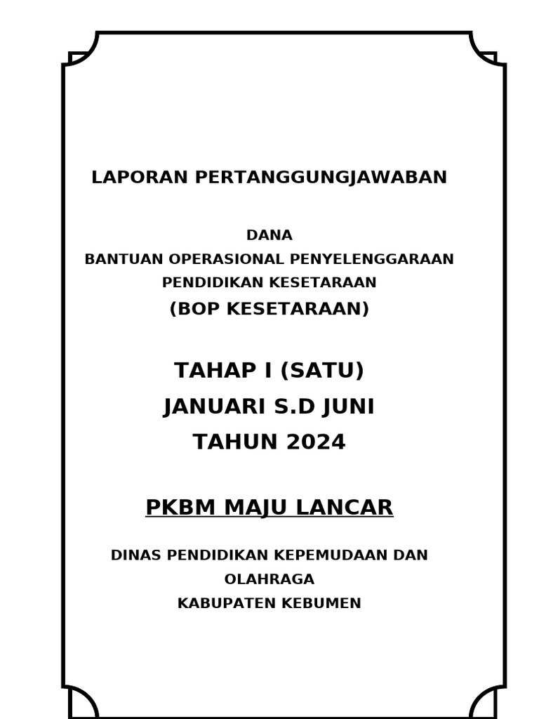 Contoh Cover Bop Tahap 1 | PDF