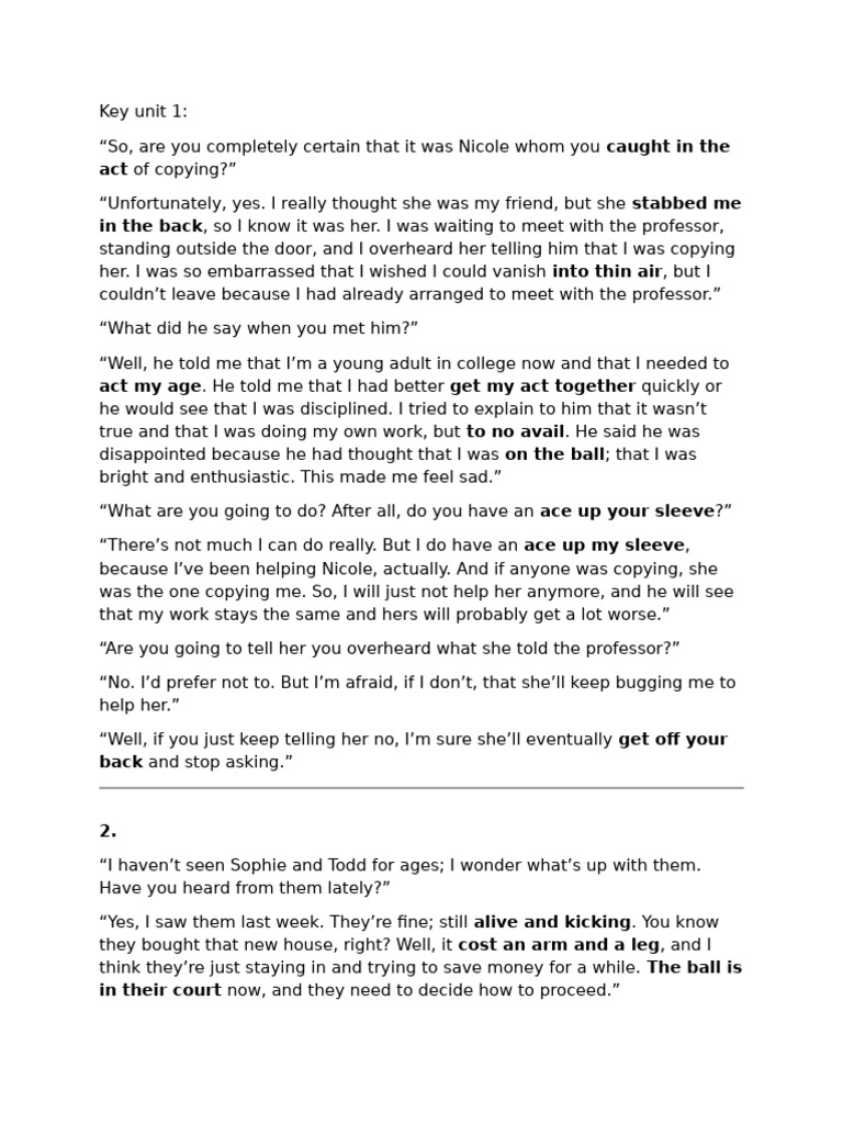 Key Unit 1 Idiom | PDF | Autosuperación