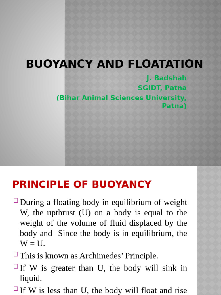 Buoyancy and Floatation | PDF