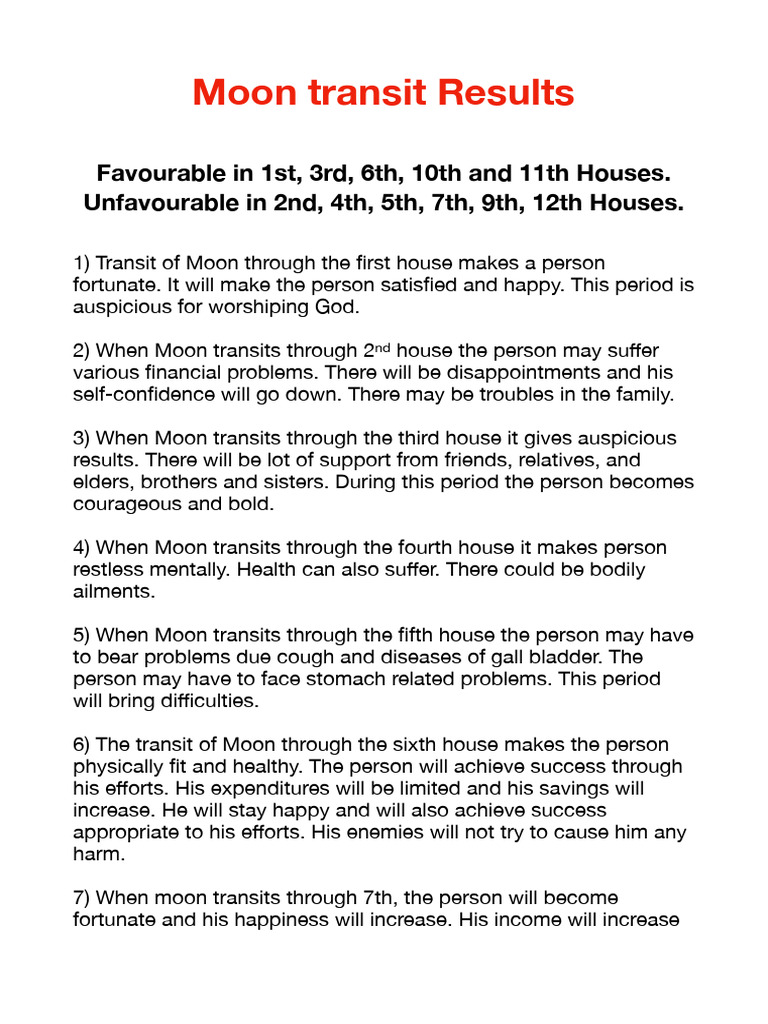 Moon Transit Results | PDF