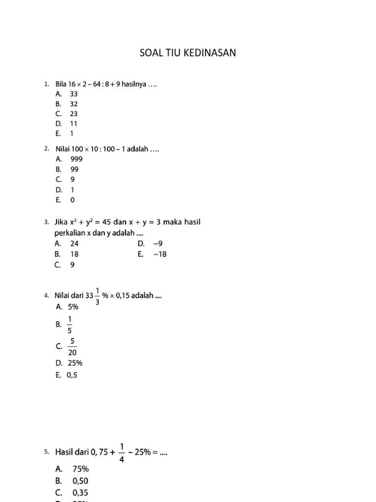 soal tiu keDINASAN . | PDF