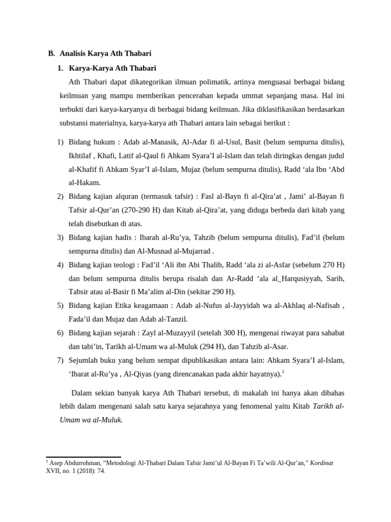 Analisis Karya Ath Thabari | PDF