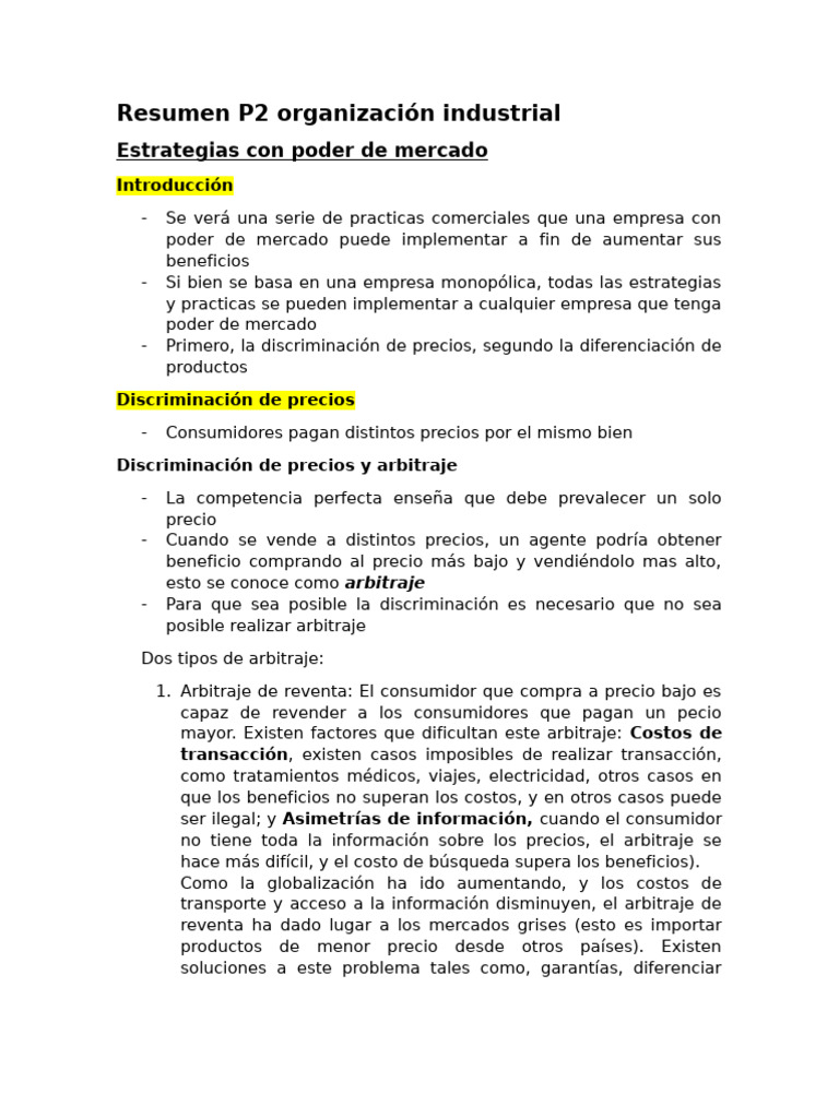 Resumen P2 Organización Industrial | PDF