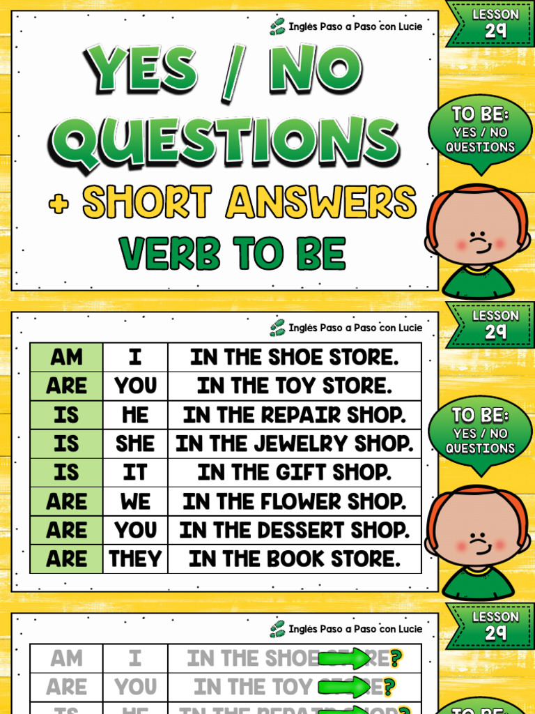 Verb To Be Yes No Questions | PDF