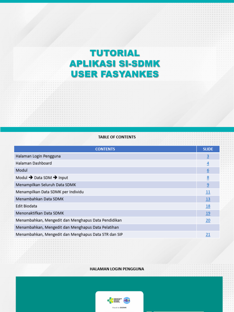 TUTORIAL APLIKASI SISDMK (FASYANKES) Revisi 1 | PDF