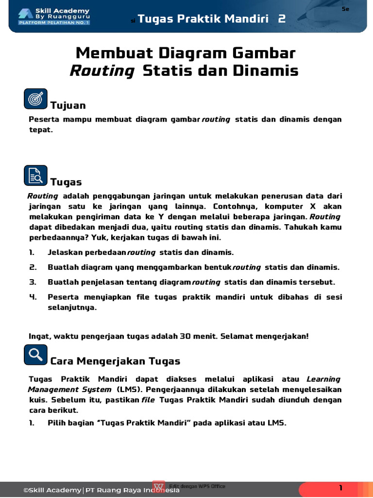TPM 2 Membuat Diagram Gambar Routing Statis Dan Dinamis - (NURHOTIJA) | PDF