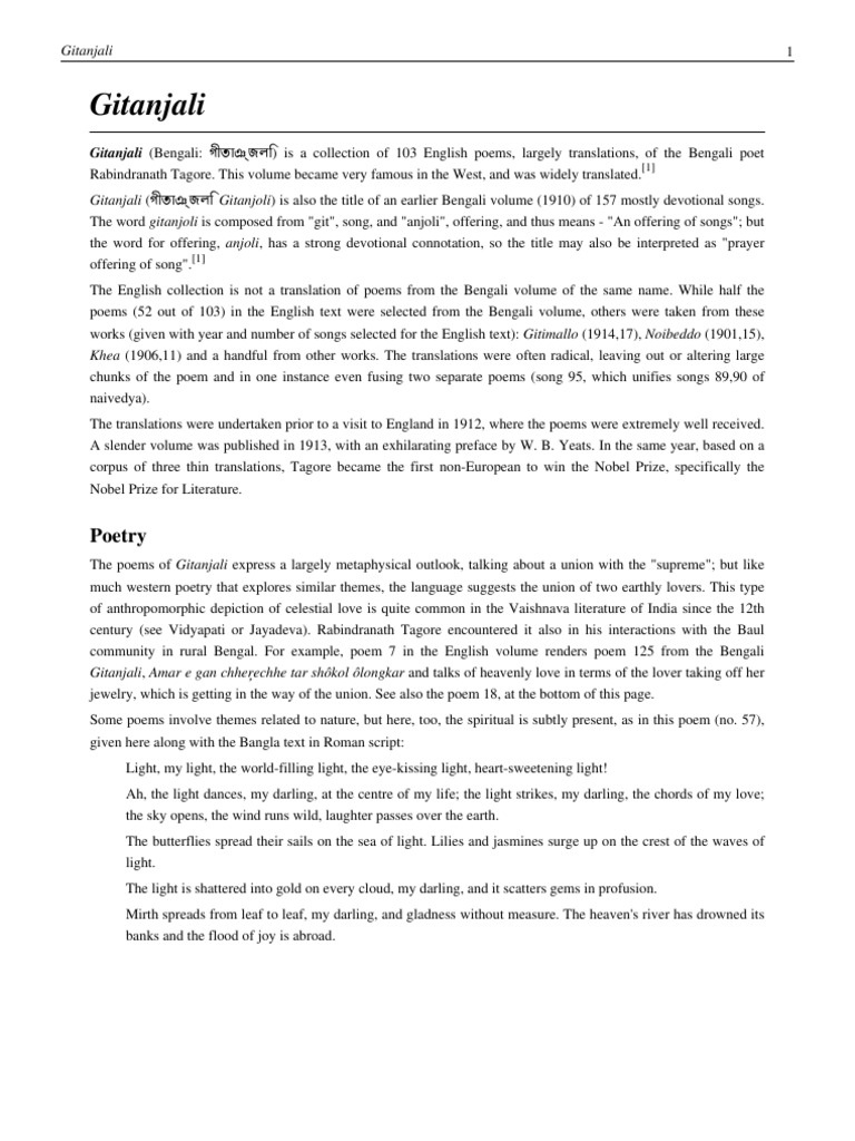 Gitanjali | PDF | Indian Literature | Asian Literature