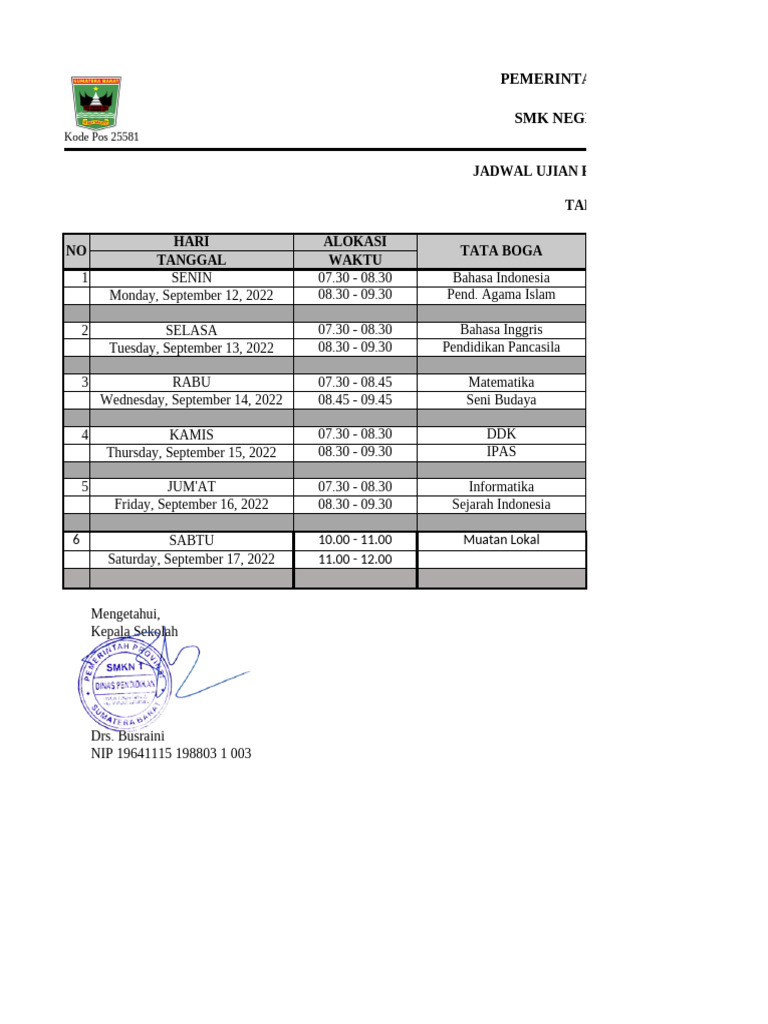Jadwal Ujian | PDF
