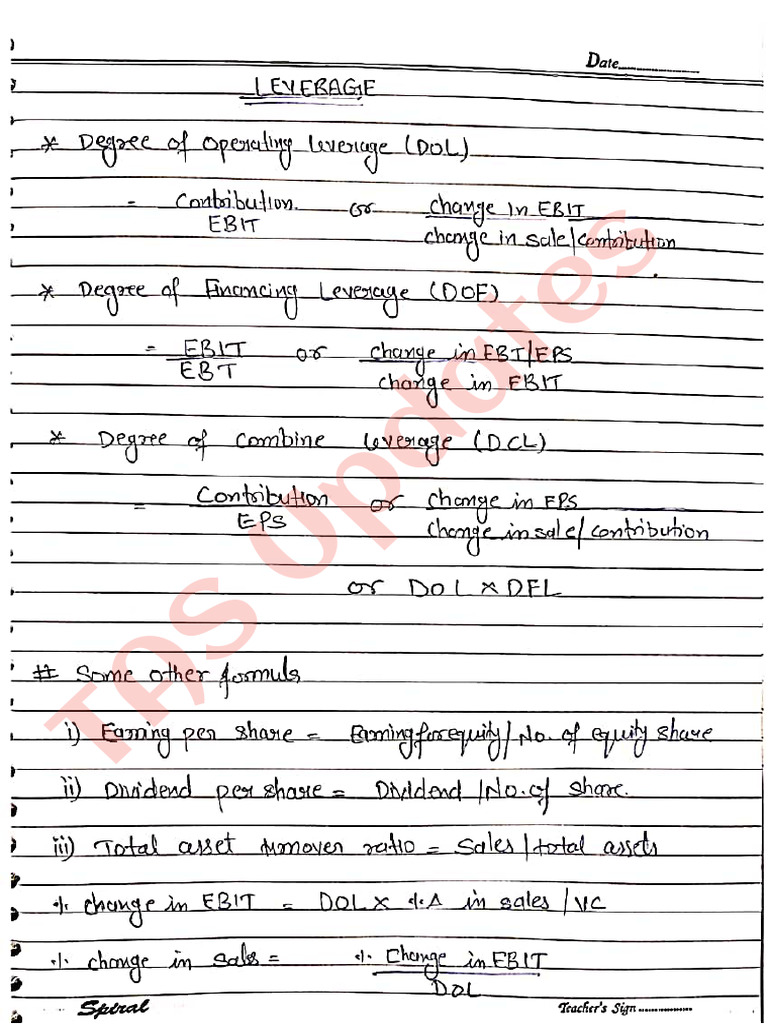 Financial Management Formula Chart | PDF
