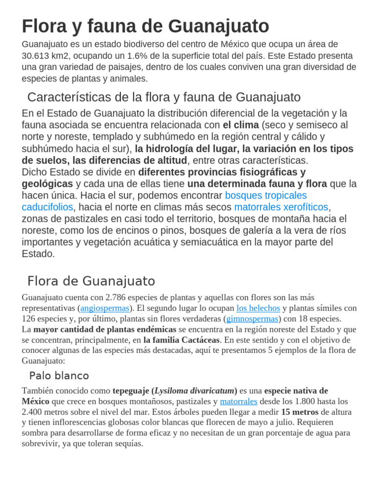 Flora y Fauna de Guanajuato | PDF | Venado de cola blanca