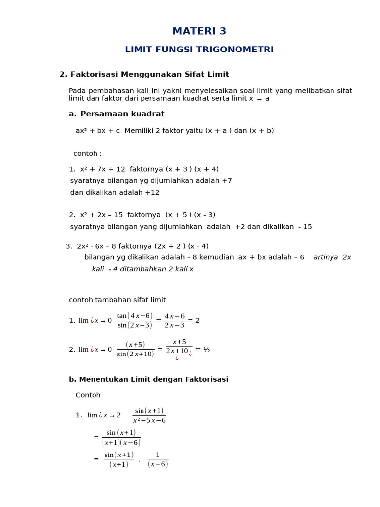 Materi 3 Limit Trigonometri | PDF